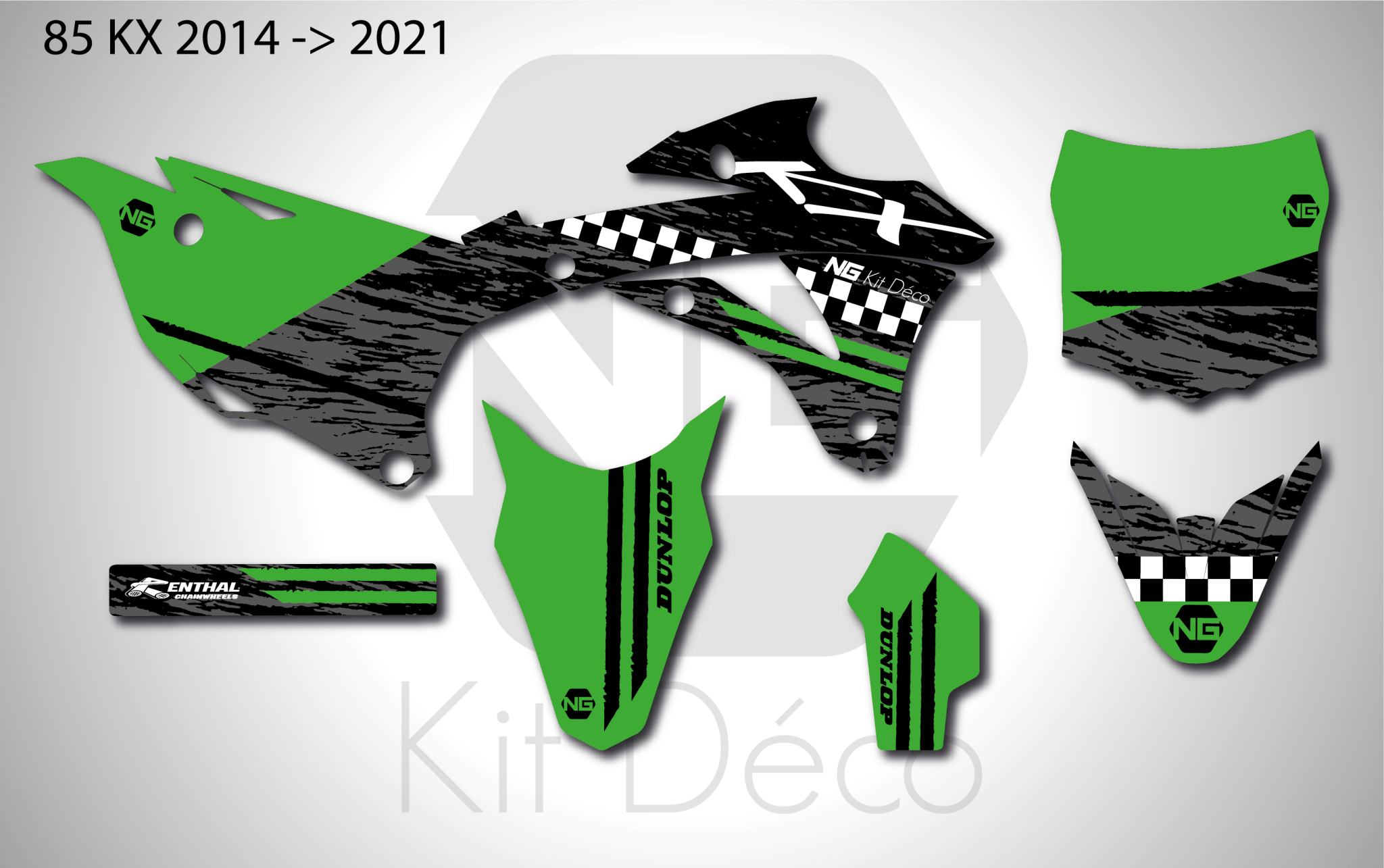 Kit déco Kawasaki KX / KLX / KXF DESTROY séries 60 65 80 85 110 125 250 450