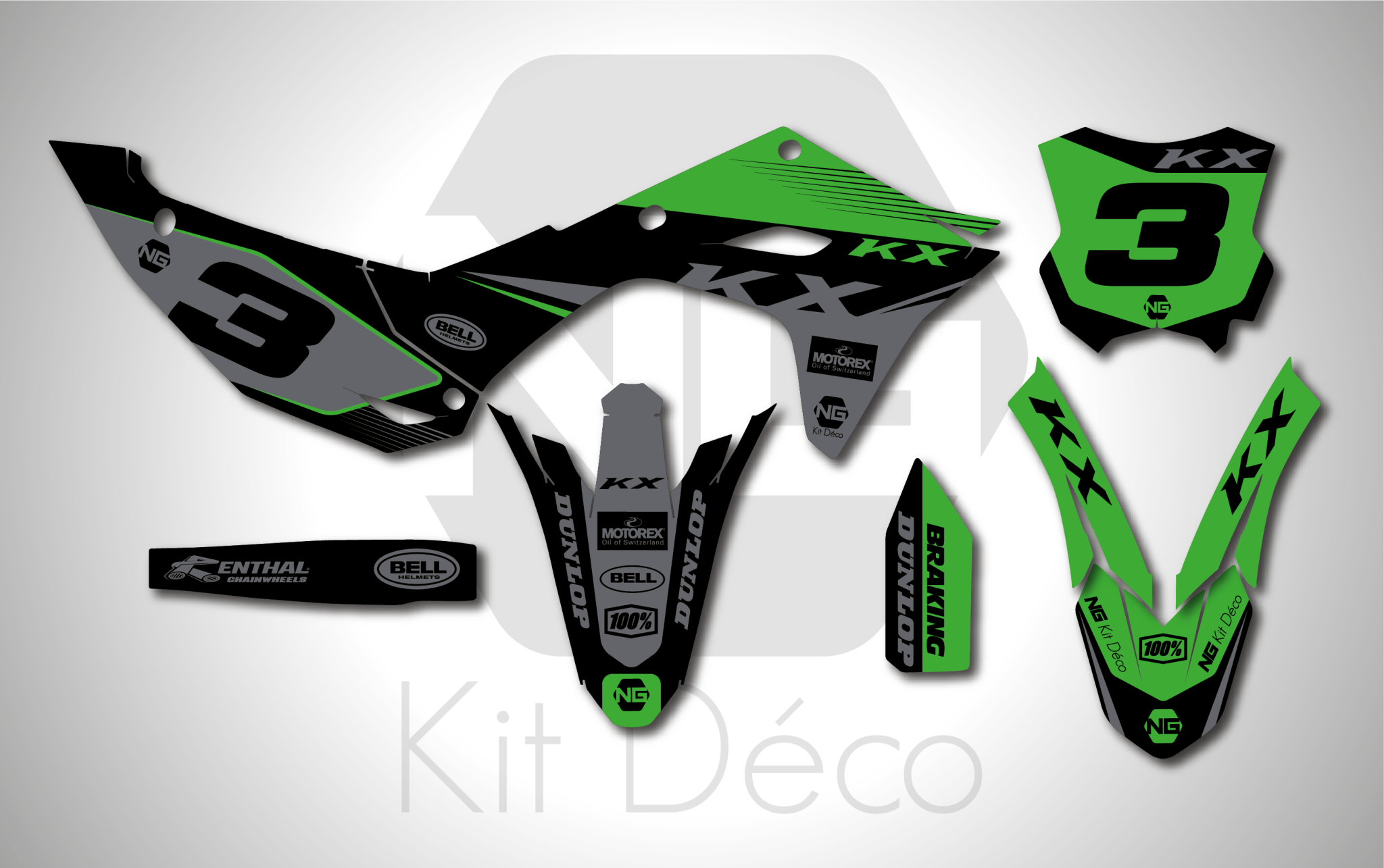 Kit déco Kawasaki KX / KLX / KXF SB Séries 60 65 80 85 110 125 250 450
