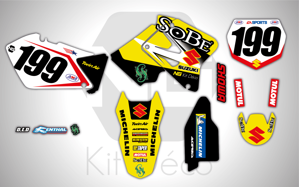 Kit déco SOBE Réplica Suzuki 125 / 250 RM De 2001 à 2012