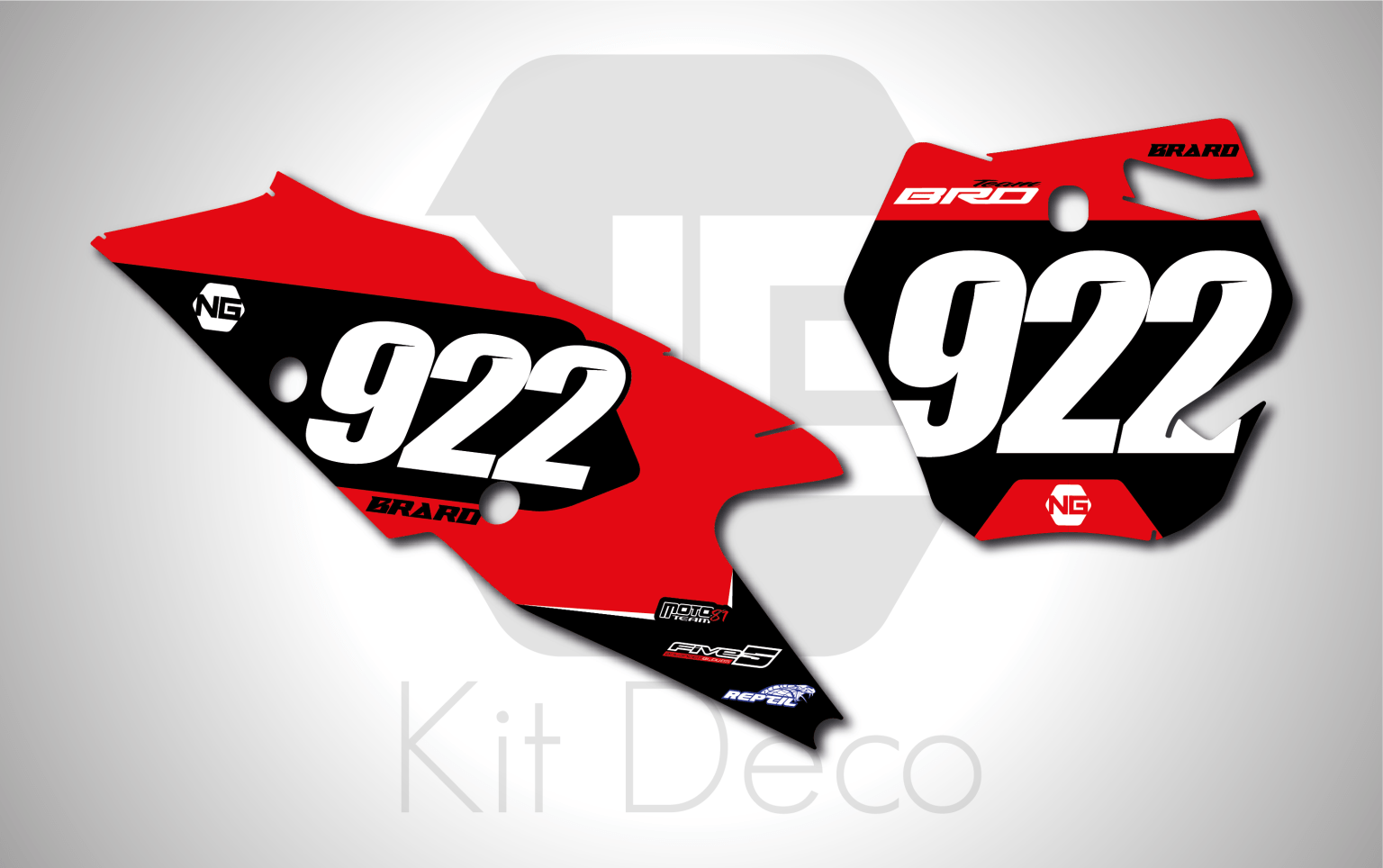 Kit déco fond de plaque numéro GASGAS MC / MCF Team BRD 2022 50 65 85 ...