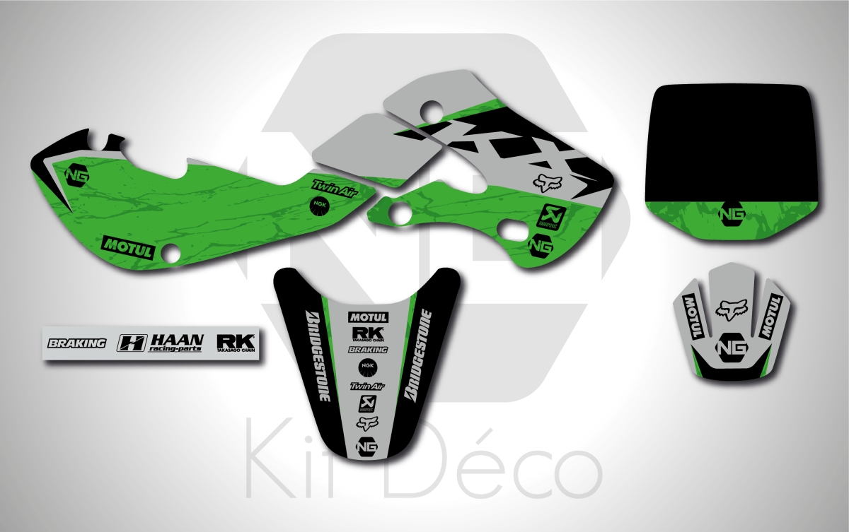 Kit déco Kawasaki KX / KLX / KXF MARBLE Séries 60 65 80 85 110 125 250 450