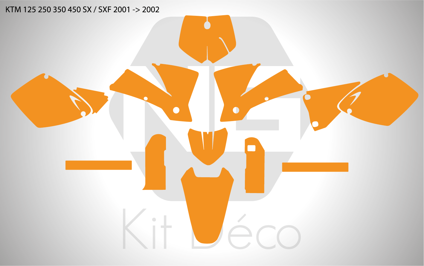 Gabarit / Template KTM 125 250 350 450 SX / SXF 2001 -> 2002 - NG kit déco