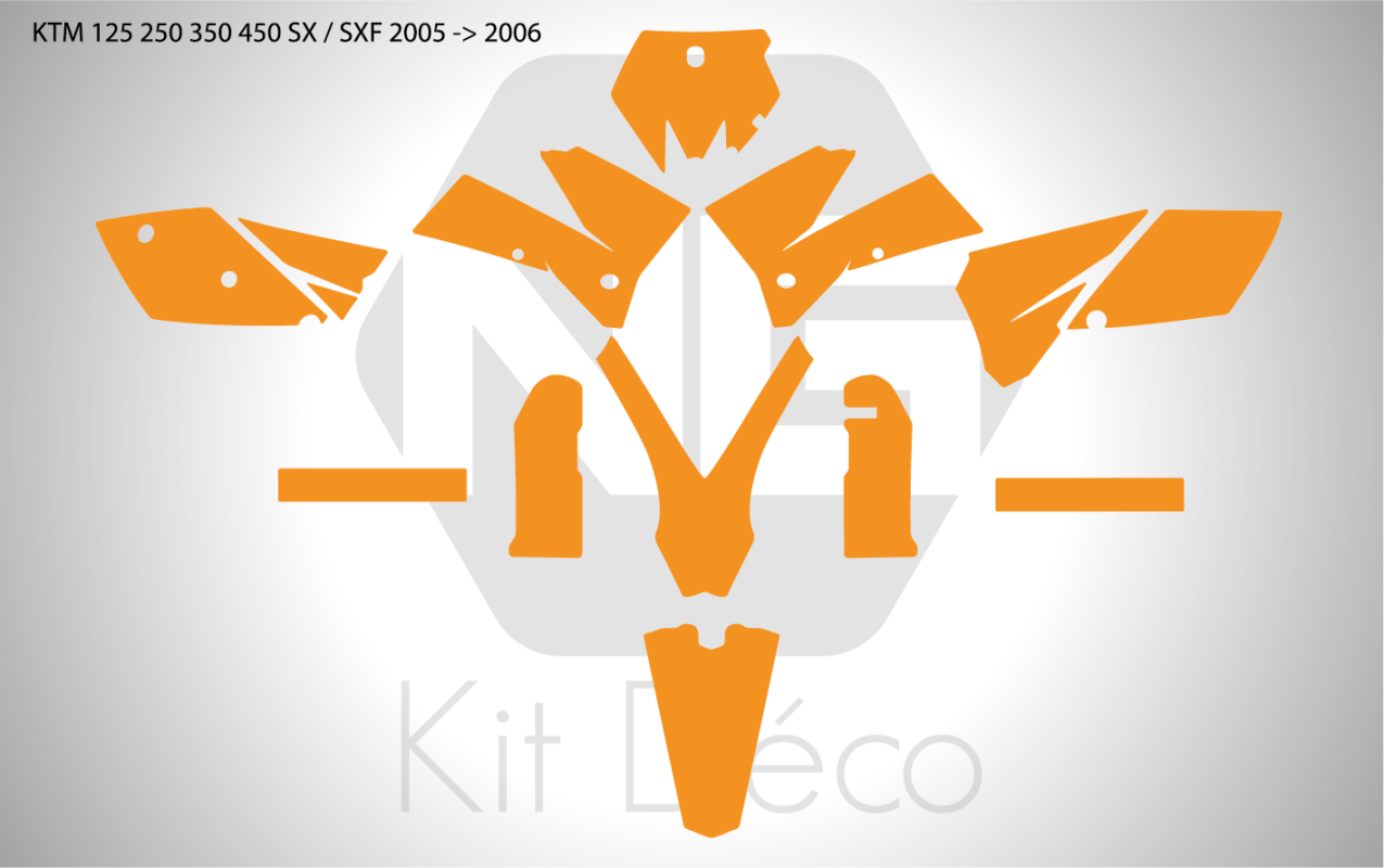 Gabarit / Template KTM 125 250 350 450 SX / SXF 2007 -> 2010 - NG kit déco
