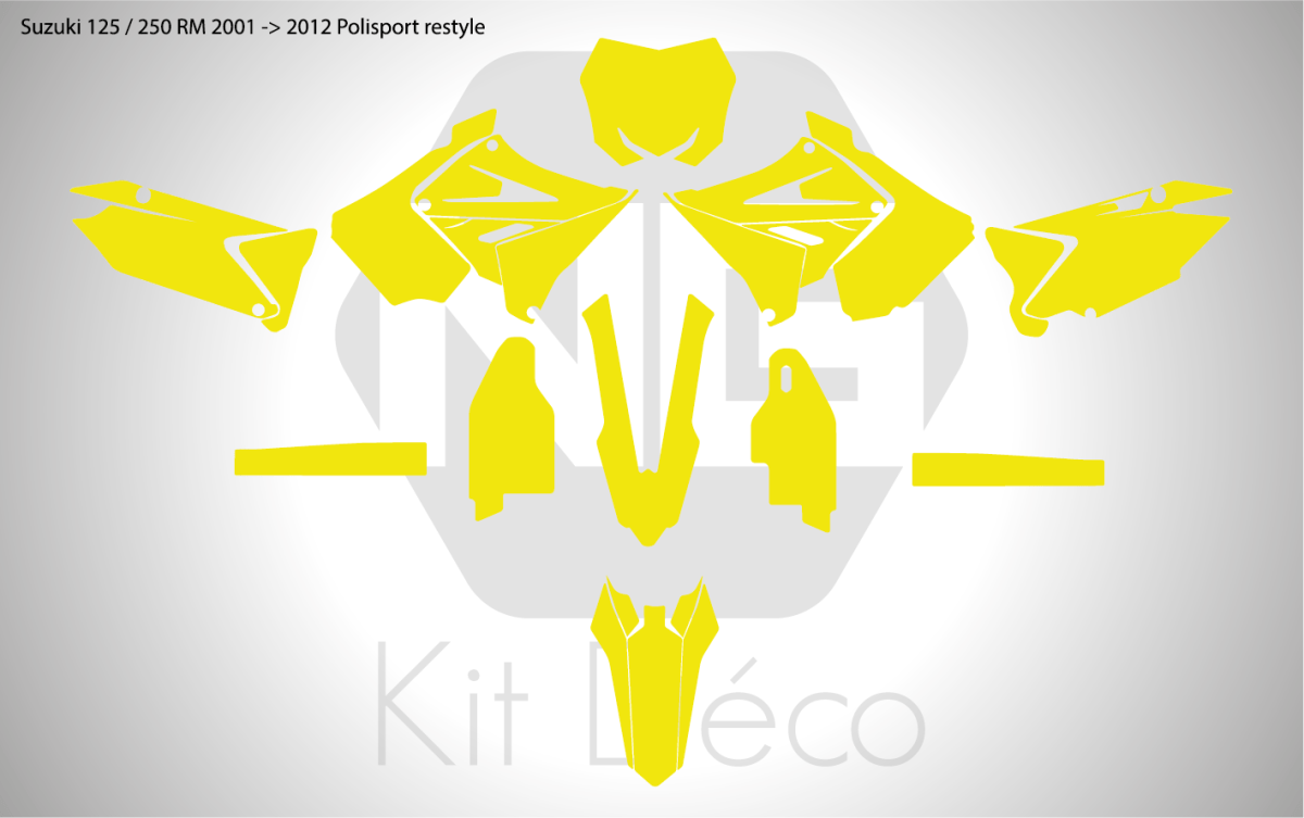 Gabarit / Template SUZUKI 125 / 250 RM 2001 -> 2012 Polisport restyle ...