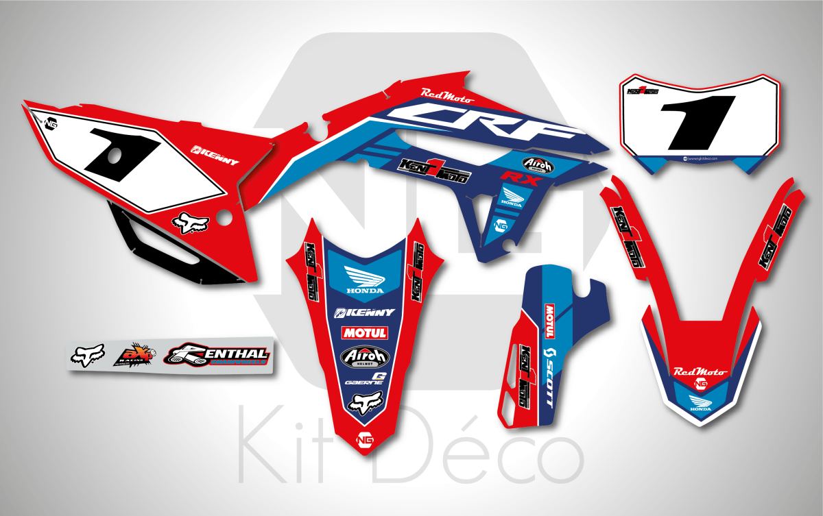 Kit déco HONDA HM CRFX / CRF RX / CRE / XR KENT1MOTO 2023 125 150 200 ...