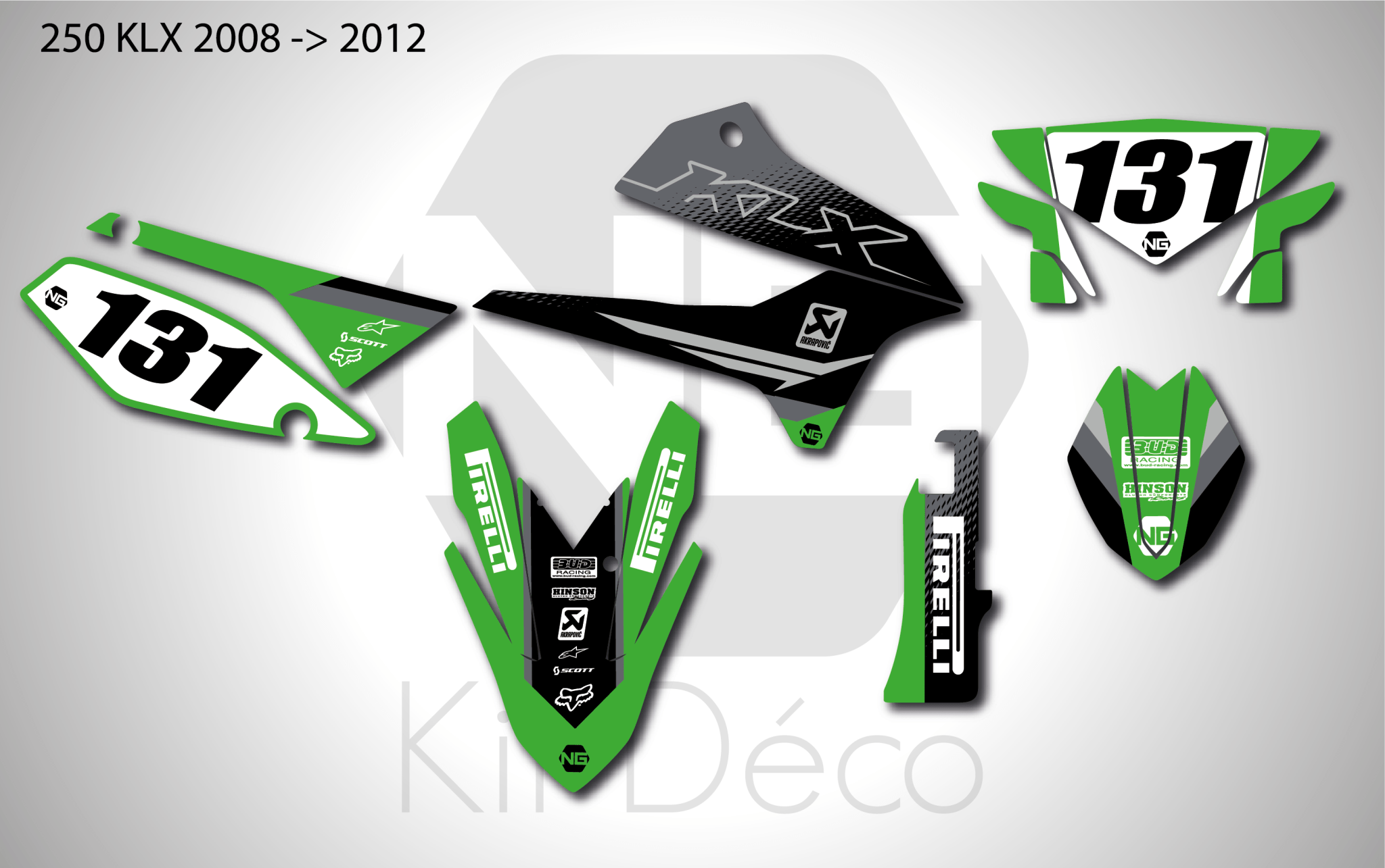Kit déco Kawasaki KX X / KLX / KDX STRAT Séries 125 140 150 200 220 250 ...