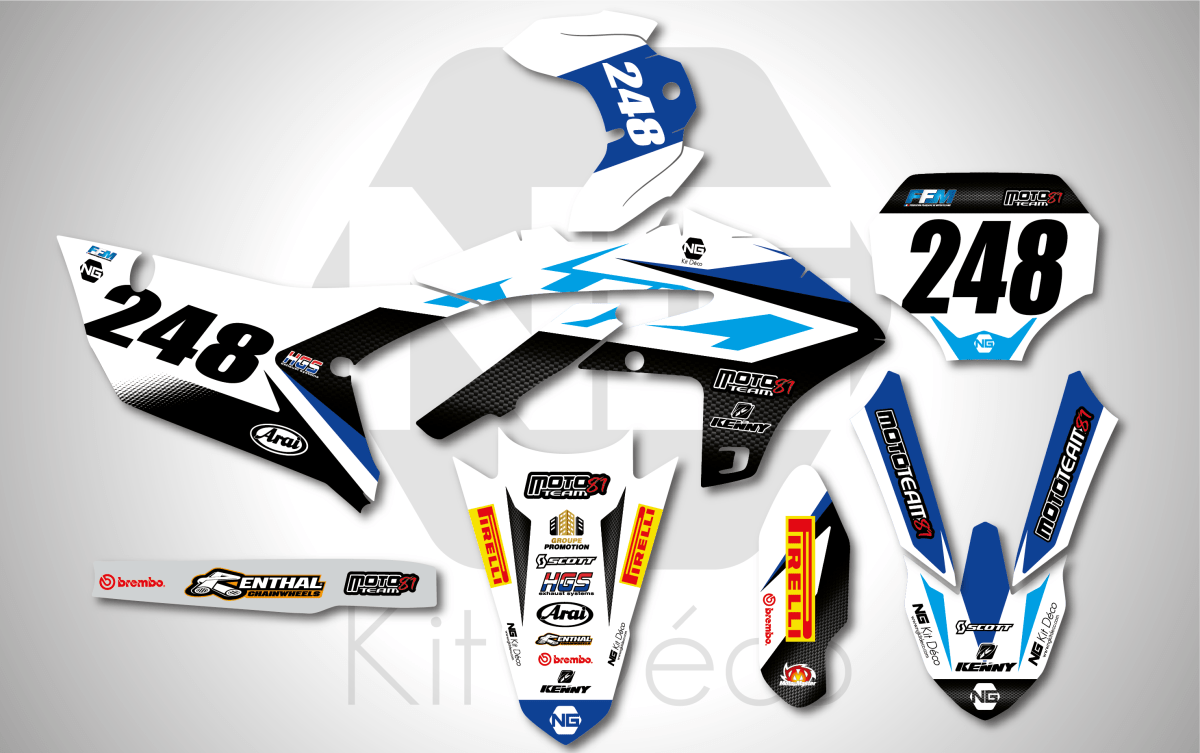 Kit déco Yamaha PW / YZ / YZF CARBON Séries 50 65 80 85 90 110 125 250 450