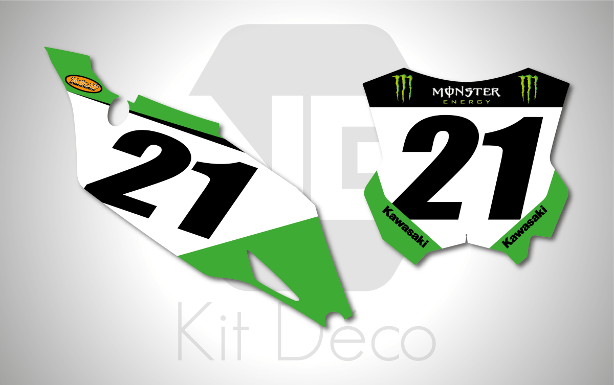 Kit déco fond de plaque numéro Kawasaki KLX / KX / KXF FACTORY 2023 60 ...