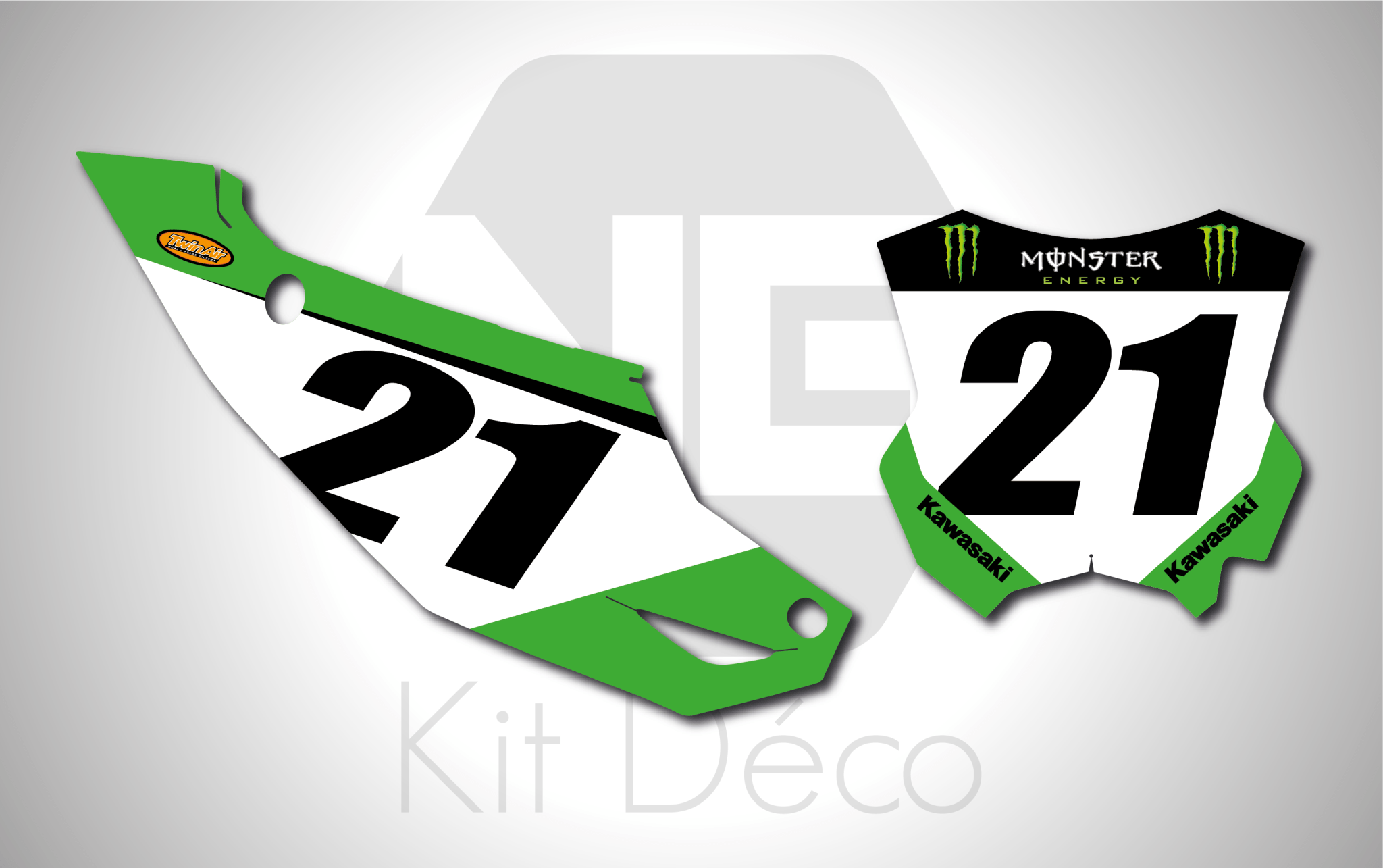 Kit déco fond de plaque numéro Kawasaki KLX / KX / KXF FACTORY 2023 60 ...