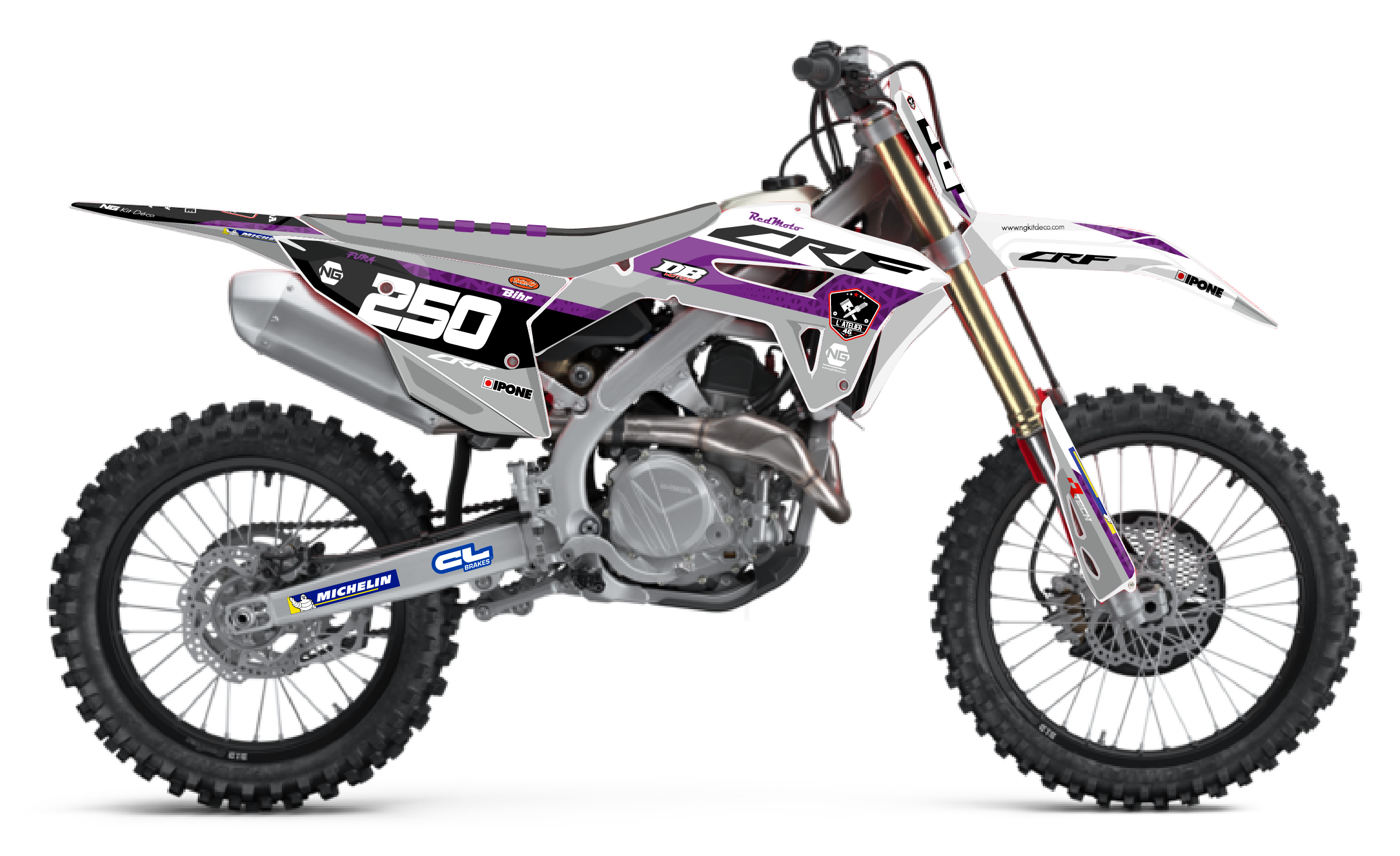 Kit déco Honda QR / CR / CRF DB Motors 2023 Purple Edition 50 70 80 85 ...