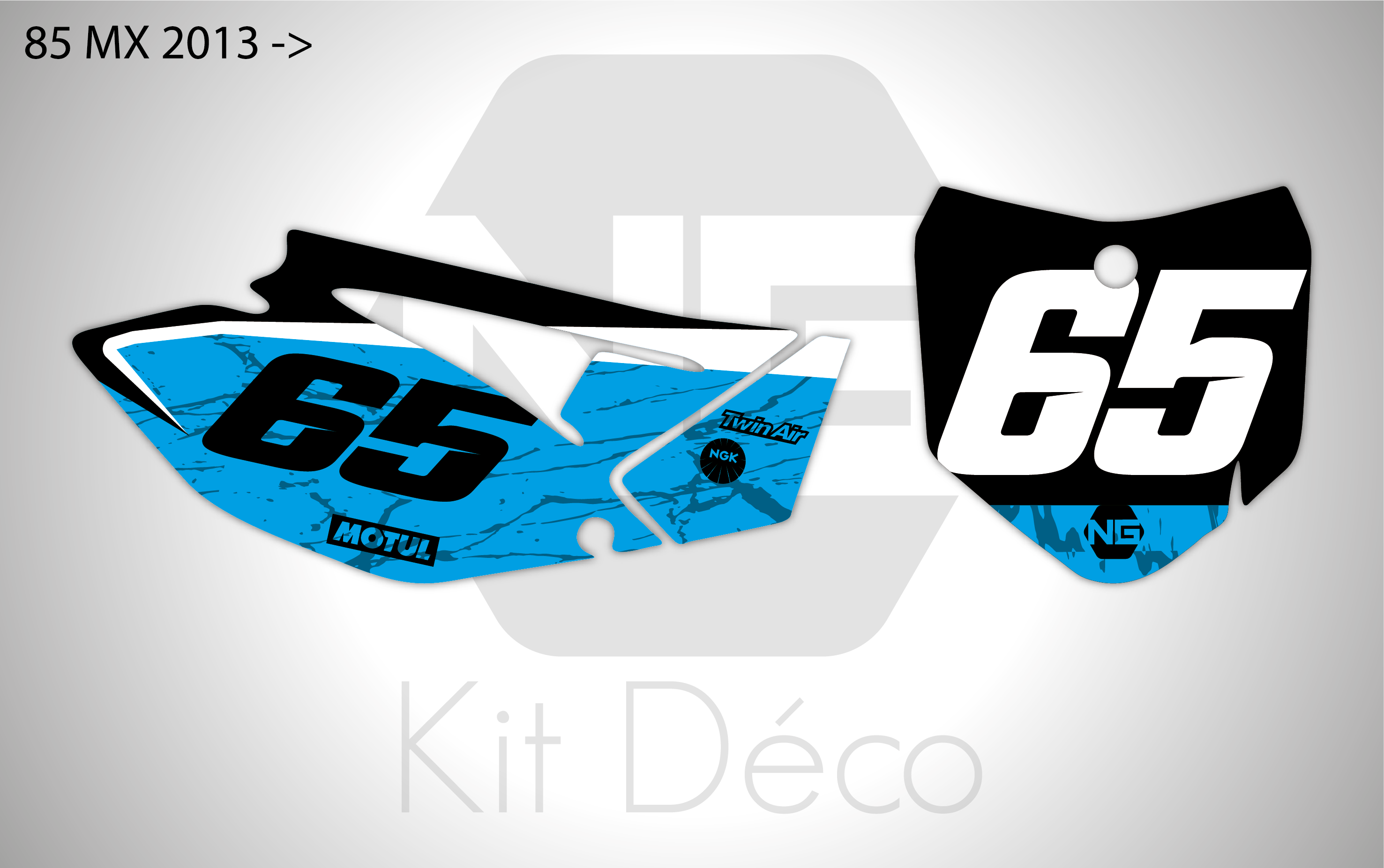Kit déco fond de plaque numéro TM Racing MX / FI MX MARBLE Séries 2 85 ...