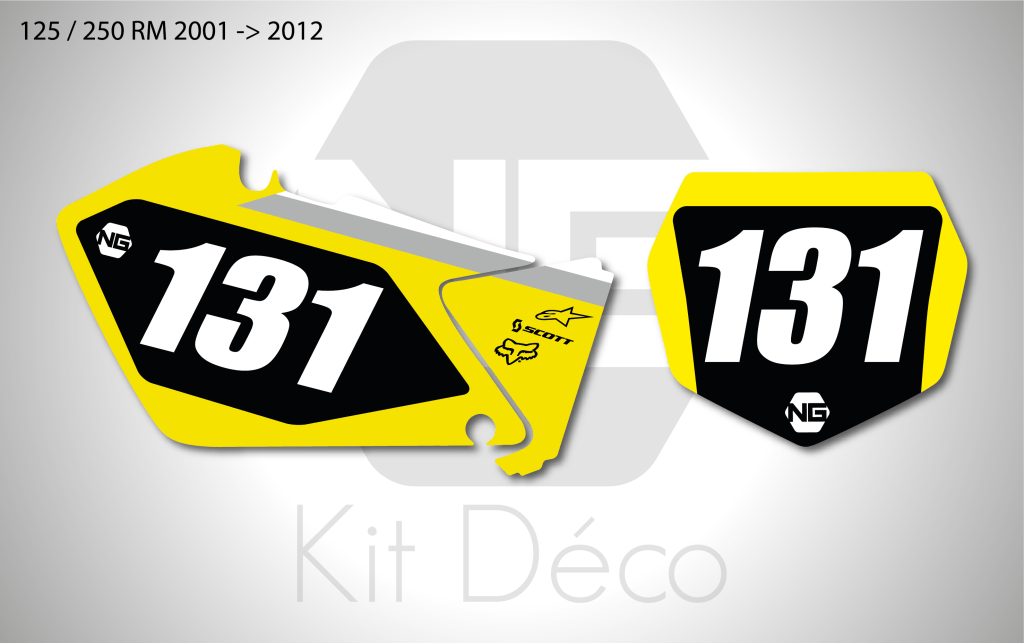 Kit déco fond de plaque numéro SUZUKI RM / RMZ STRAT Séries 2 65 70 85 ...