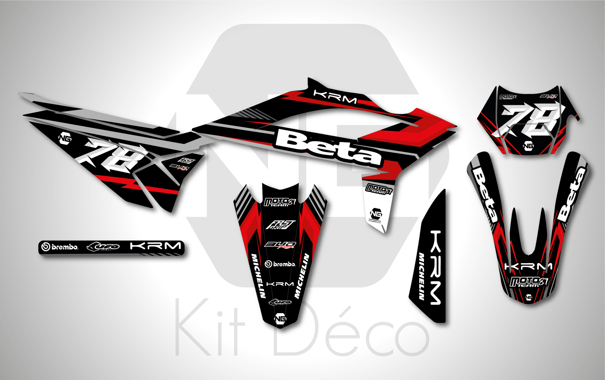 Kit déco BETA 50 RR THUNDER Séries - track sport racing motard