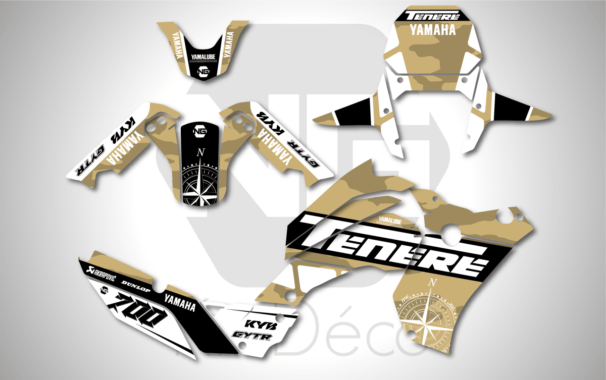 Kit déco Yamaha 700 TENERE BAROUDEUR Sand - NG kit déco T7