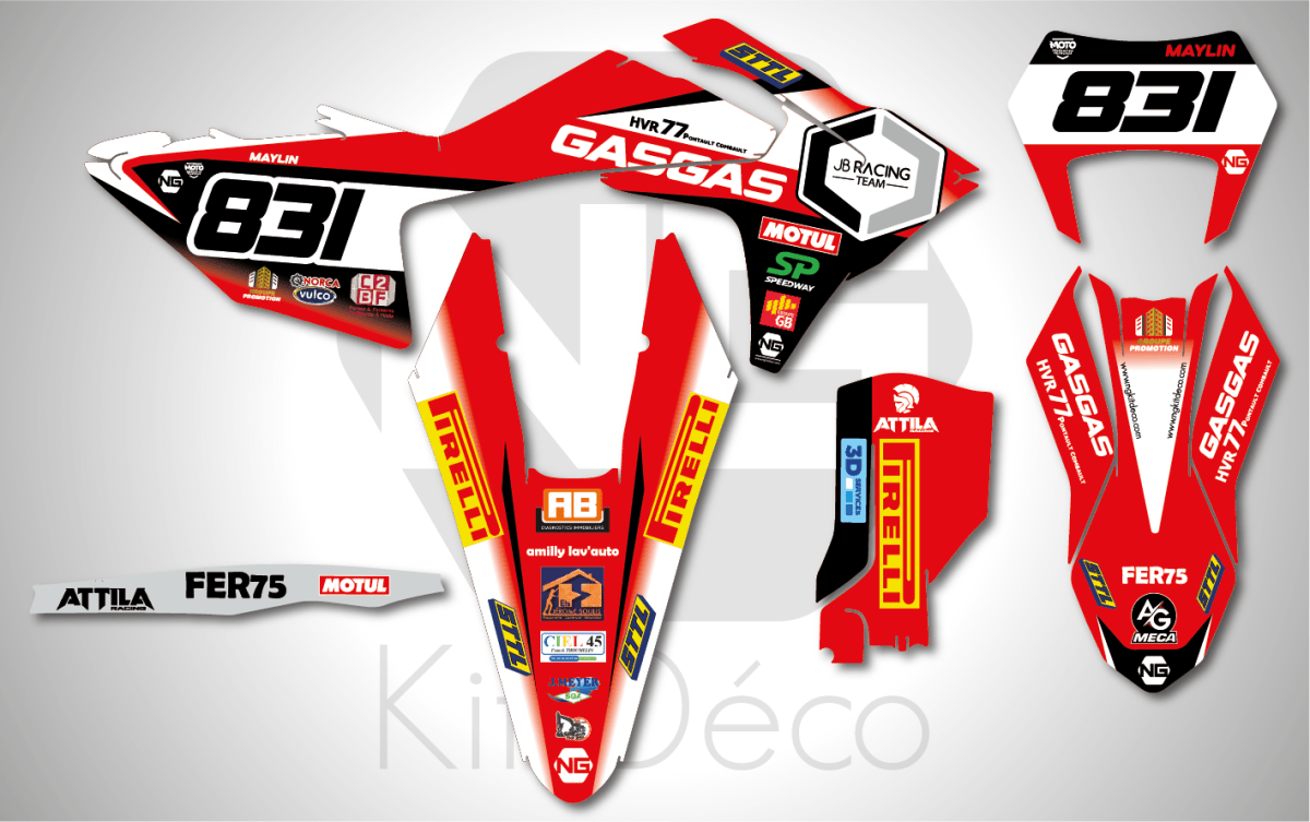 Kit déco GASGAS EC / ECF Team JB Racing 24 125 200 250 300 350 450