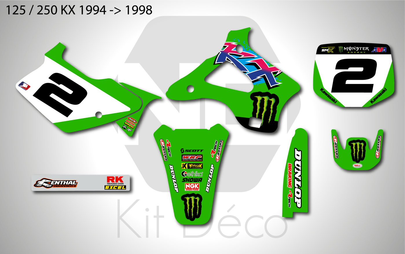 Kit déco Kawasaki KX / KLX / KXF 50 TH Anniversary 60 65 80 85 110 125 ...