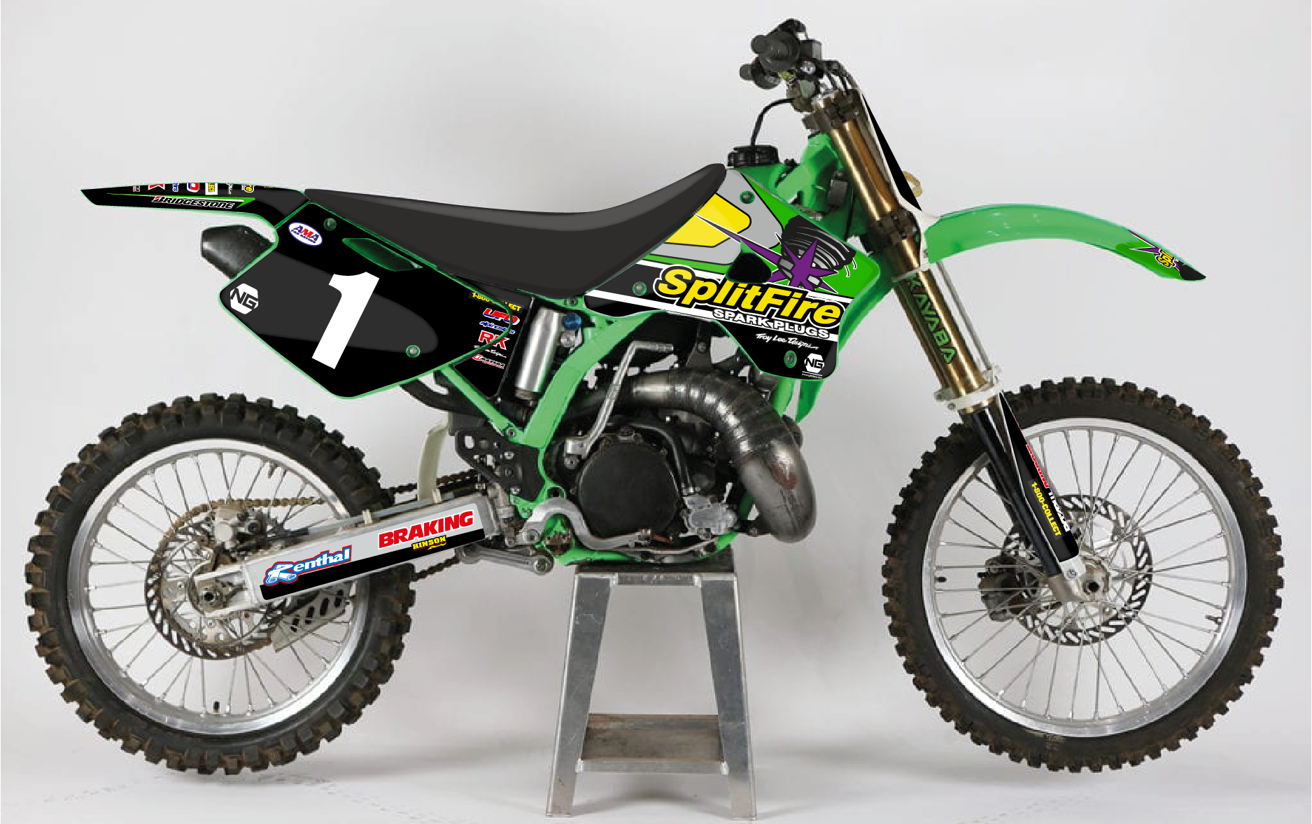 Kit déco Kawasaki KX / KLX / KXF SPLITFIRE 60 65 80 85 110 125 250 450