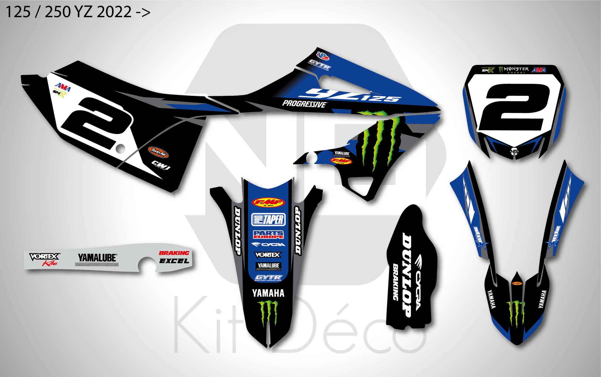 Kit déco Yamaha PW / YZ / YZF FACTORY 2024 50 65 80 85 90 110 125 250 450