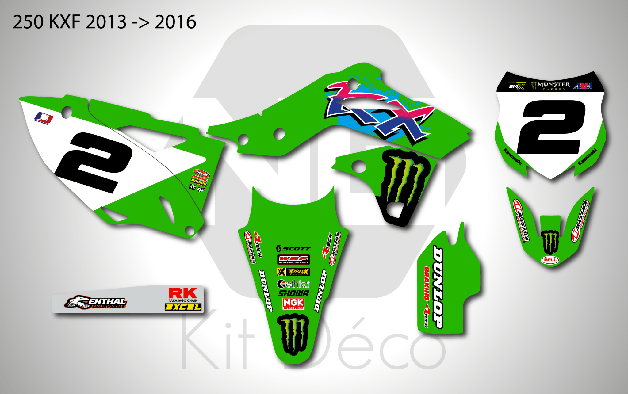 Kit déco Kawasaki KX / KLX / KXF 50 TH Anniversary 60 65 80 85 110 125 ...