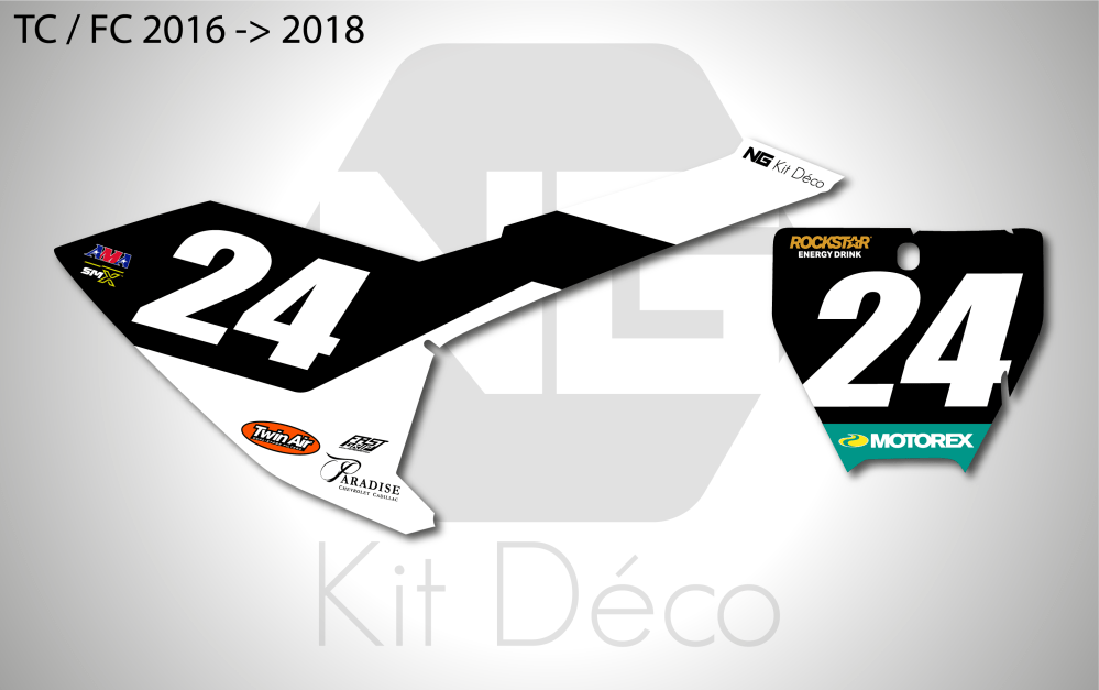 Kit déco fond de plaque numéro Husqvarna TC / FC FACTORY 2024 50 65 85 ...