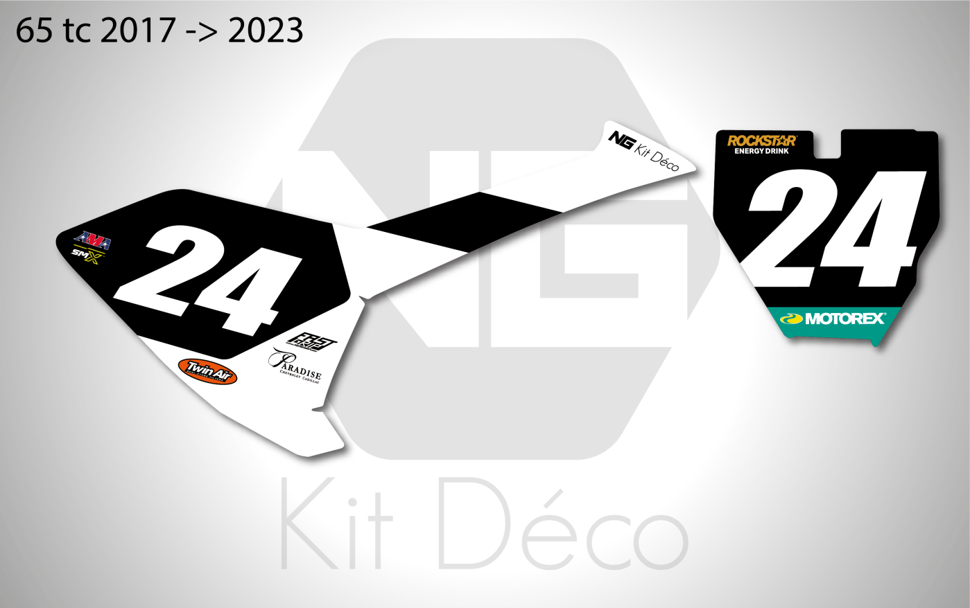 Kit déco fond de plaque numéro Husqvarna TC / FC FACTORY 2024 50 65 85 ...