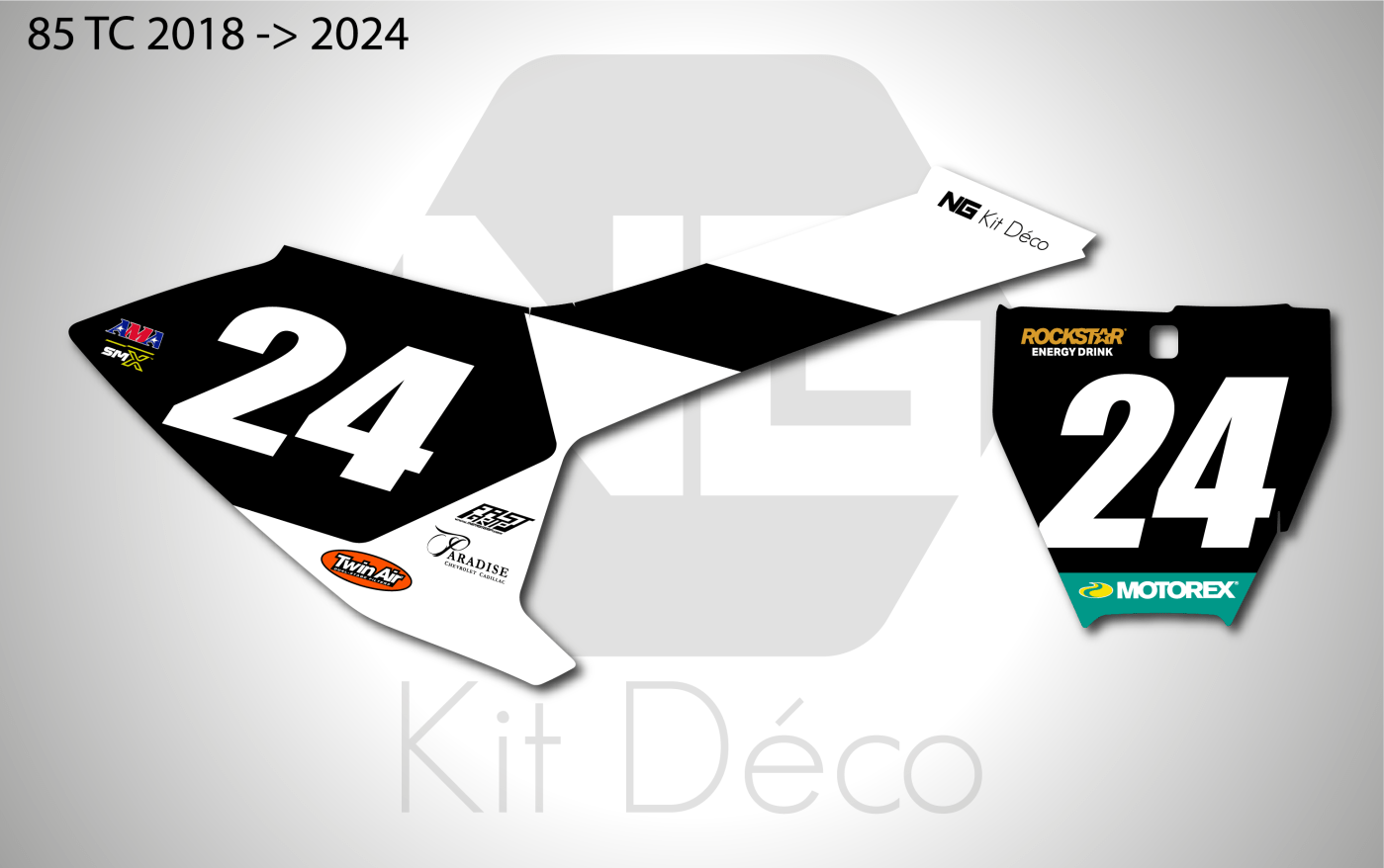 Kit déco fond de plaque numéro Husqvarna TC / FC FACTORY 2024 50 65 85 ...