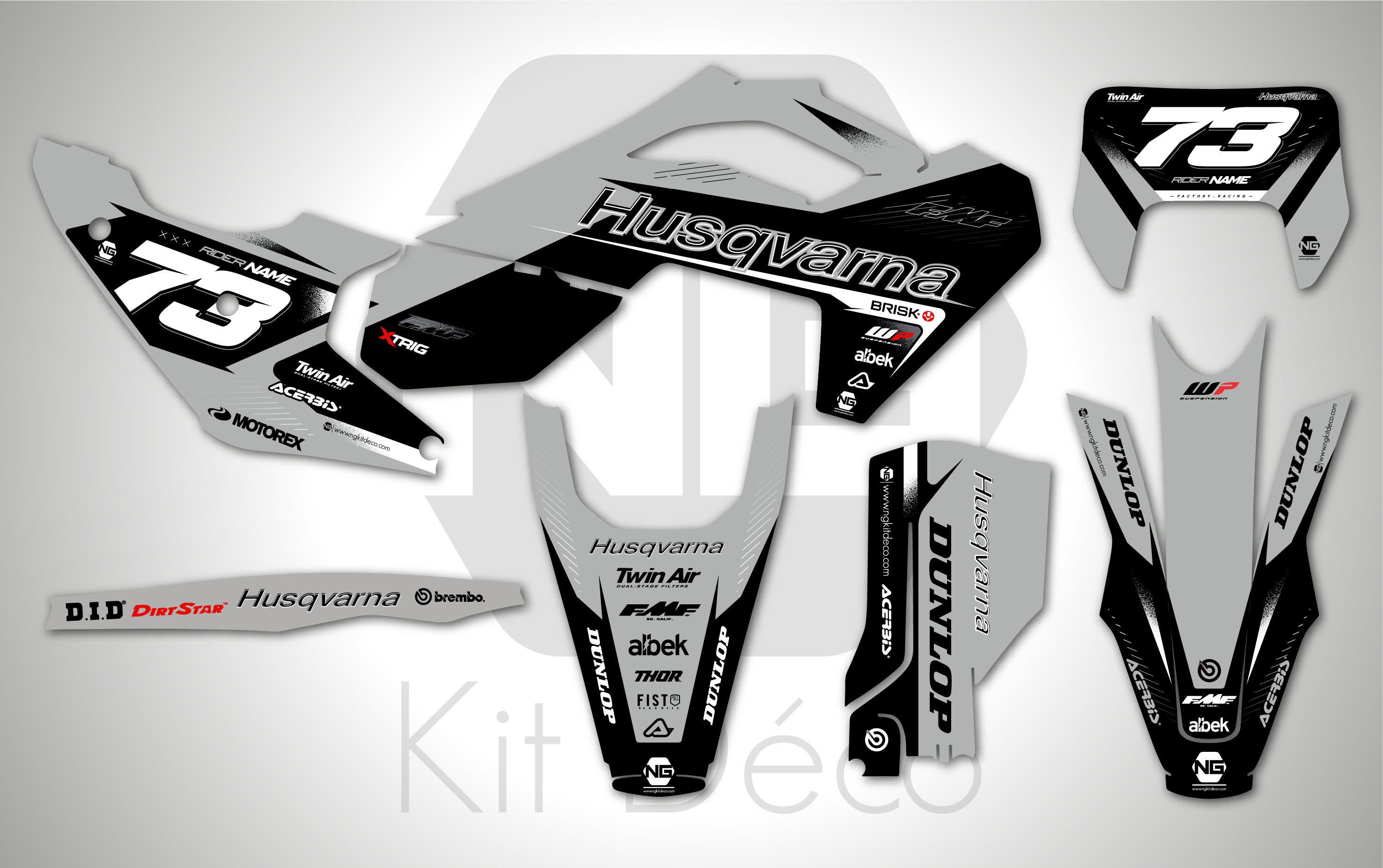 Kit déco Husqvarna TE / TEI / FE ALBA Séries 125 250 300 350 450 501