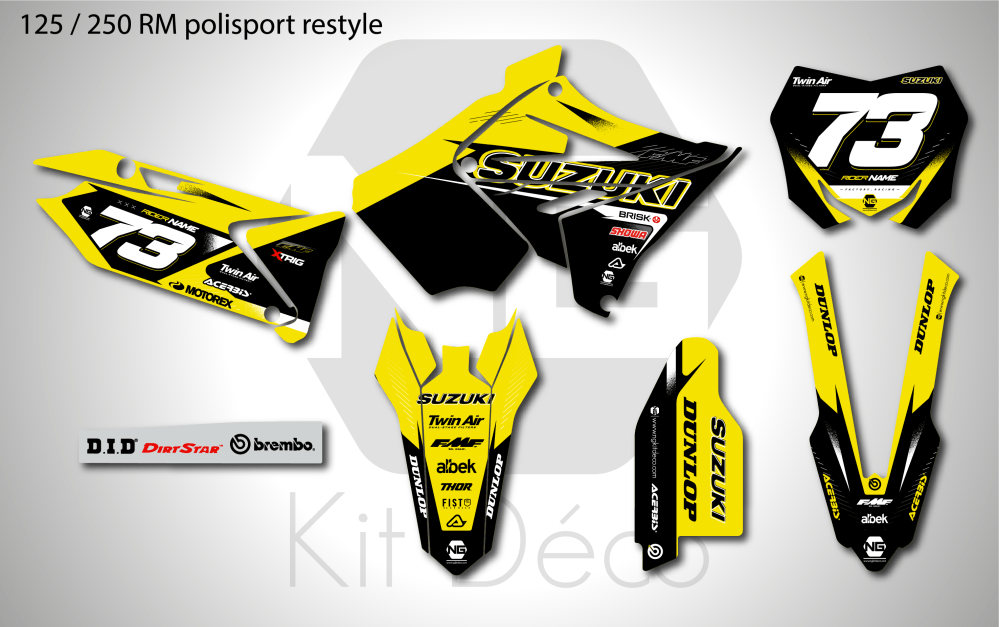 Kit déco Suzuki RM / RMZ ALBA Séries 65 70 85 110 125 250 450