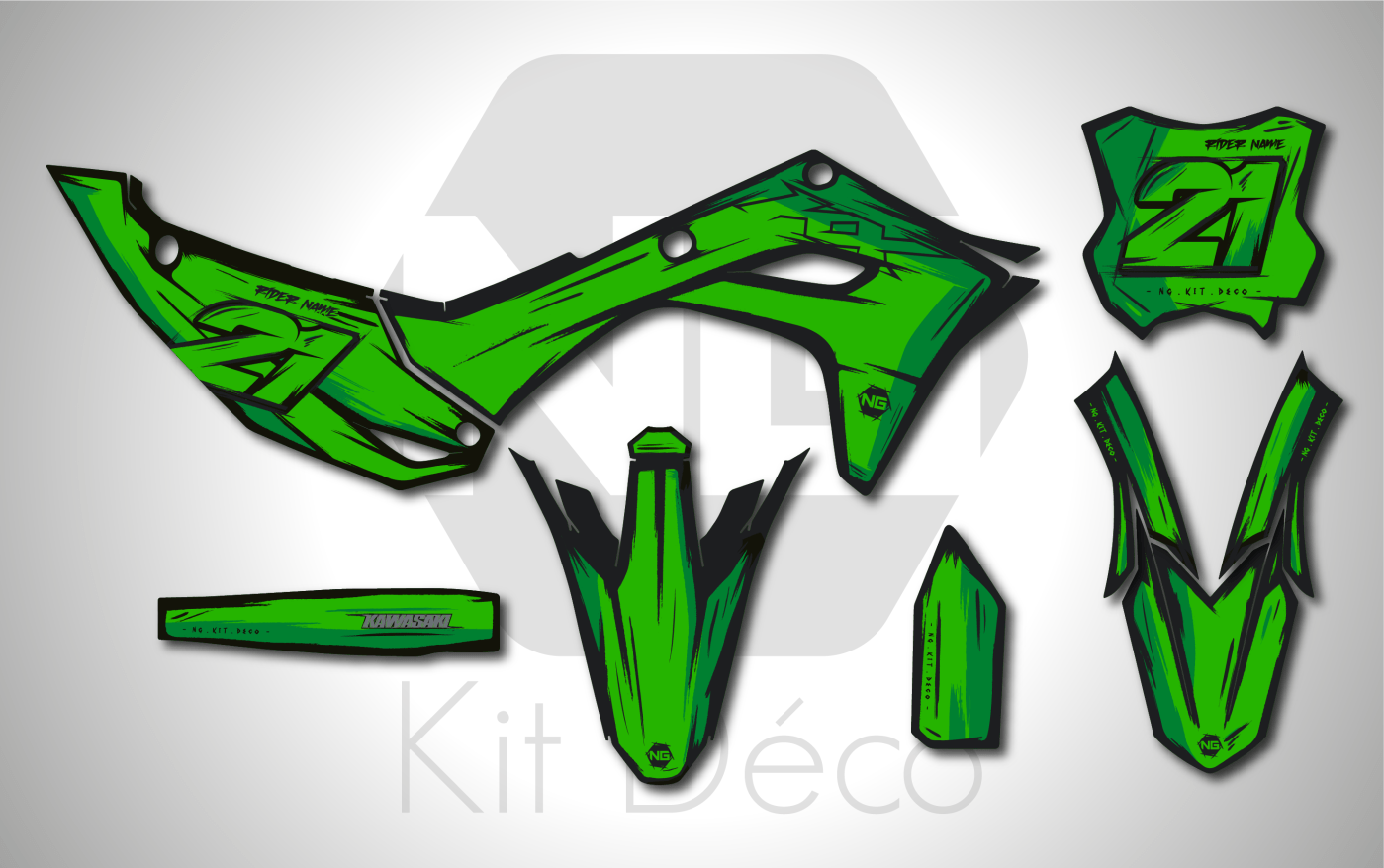 Kit déco Kawasaki KX / KLX / KXF DRAW Séries 60 65 80 85 110 125 250 450