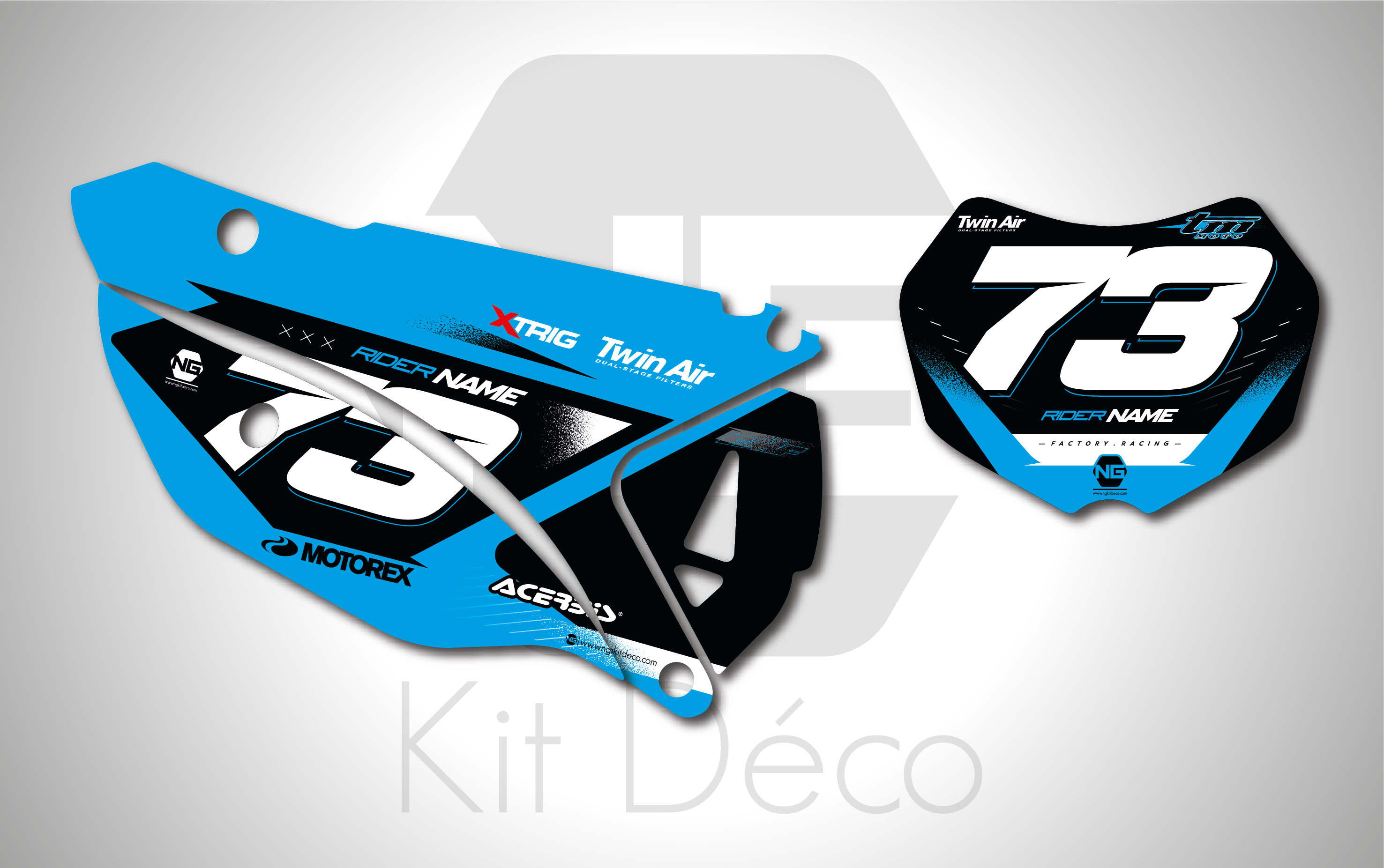Kit déco fond de plaque numéro TM Racing EN / FI ALBA Séries 125 144 ...