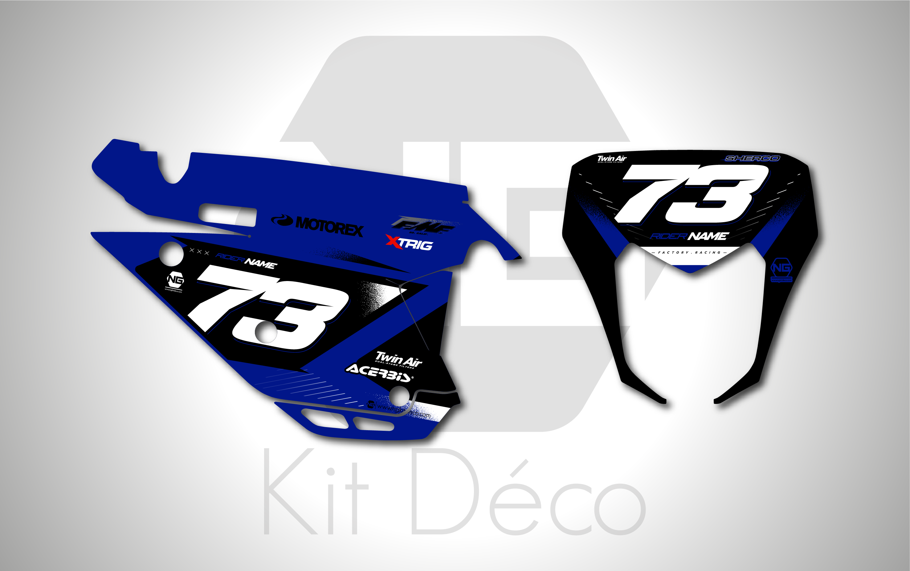 Kit déco fond de plaque numéro SHERCO SE / SEF ALBA Séries 125 250 300 ...