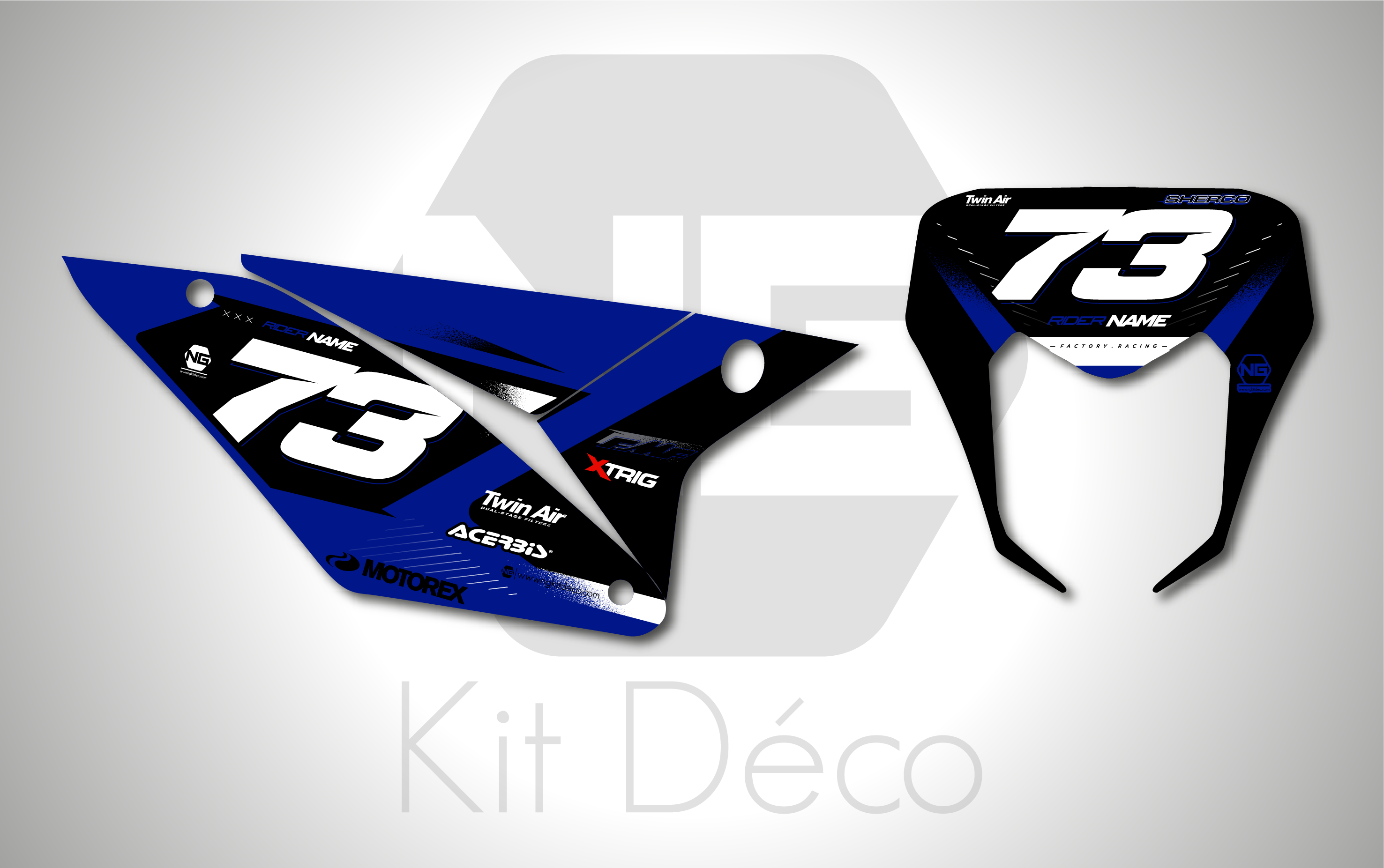 Kit déco fond de plaque numéro SHERCO SE / SEF ALBA Séries 125 250 300 ...