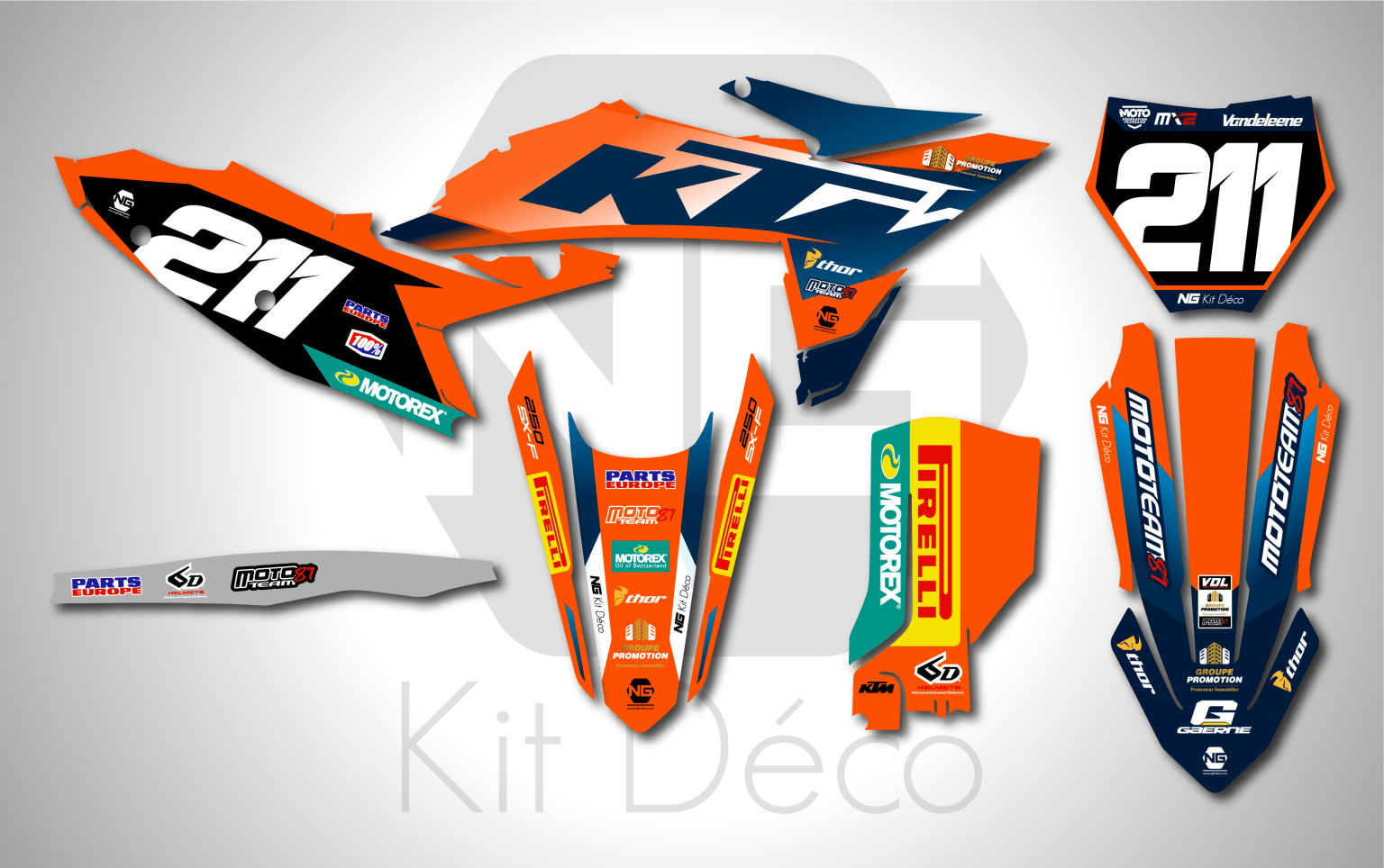 Kit déco KTM SX / SXF Team VDL Motorsports 2025 50 65 85 125 250 350 450