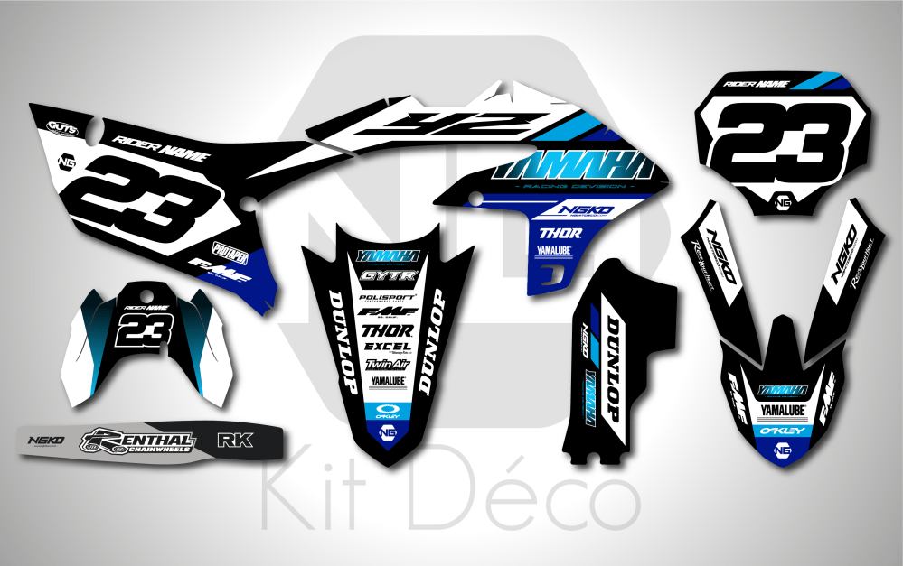 Kit déco Yamaha PW / YZ / YZF CYAN Séries 50 65 80 85 90 110 125 250 450