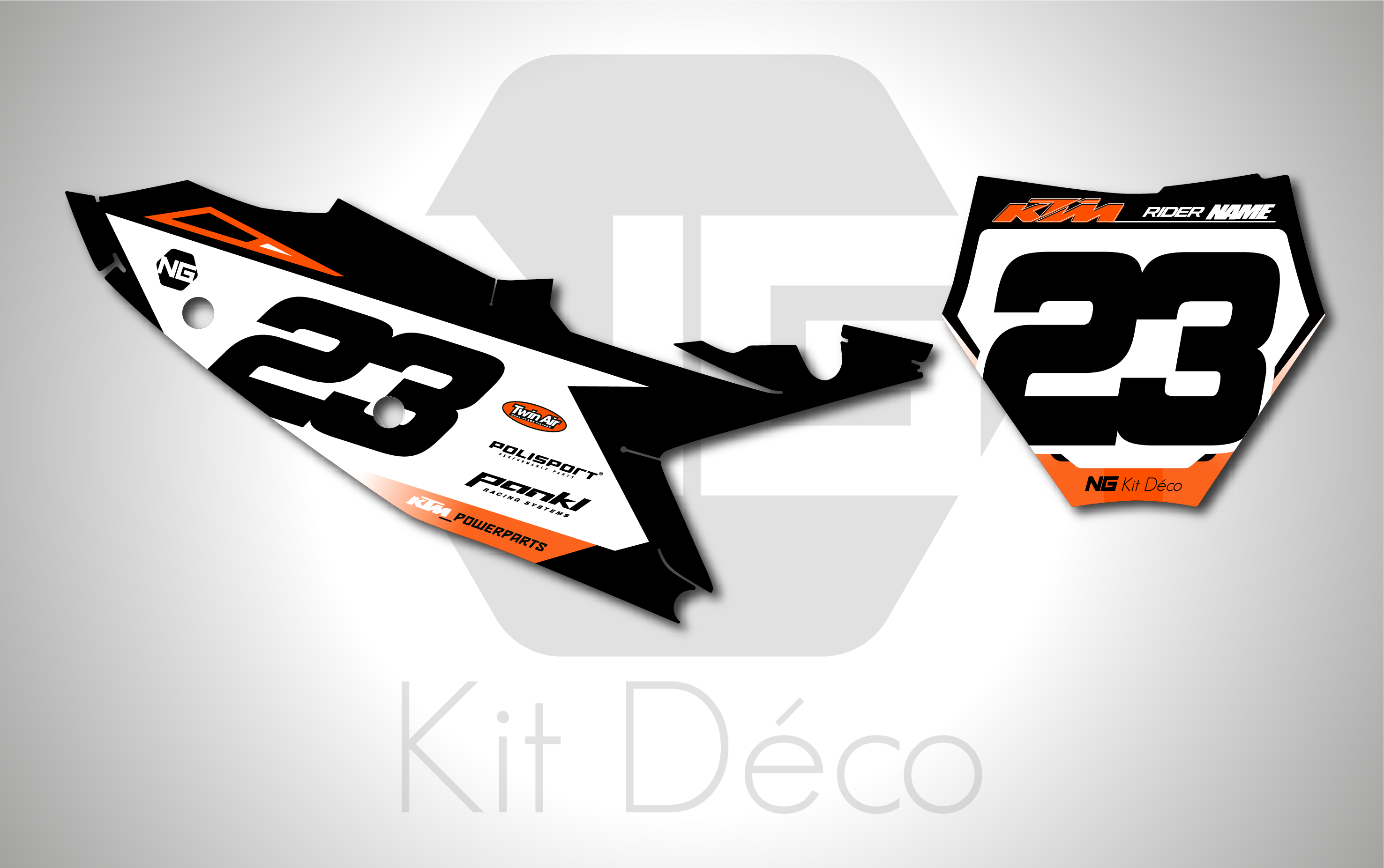 Kit déco fond de plaque numéro KTM SX / SXF CITA Séries 50 65 85 125 ...