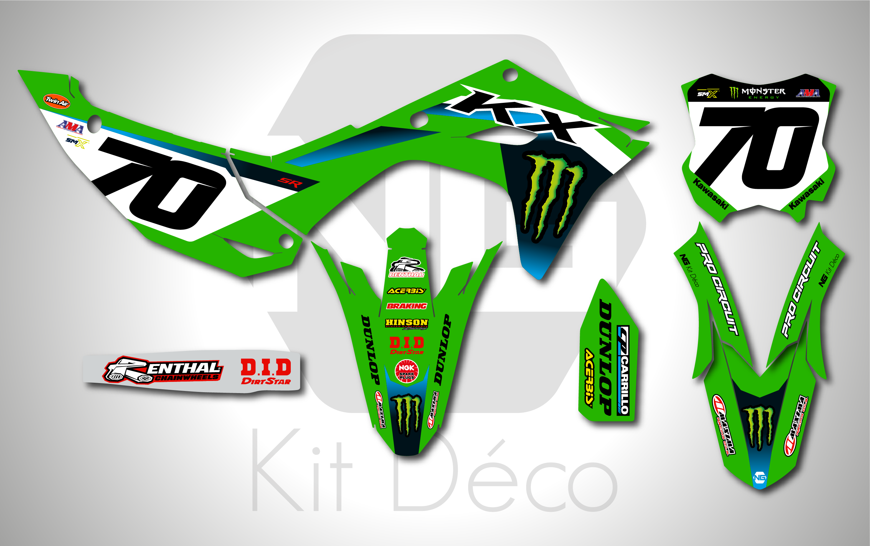 Kit déco Kawasaki KX / KLX / KXF FACTORY 2025 60 65 80 85 110 125 250 450