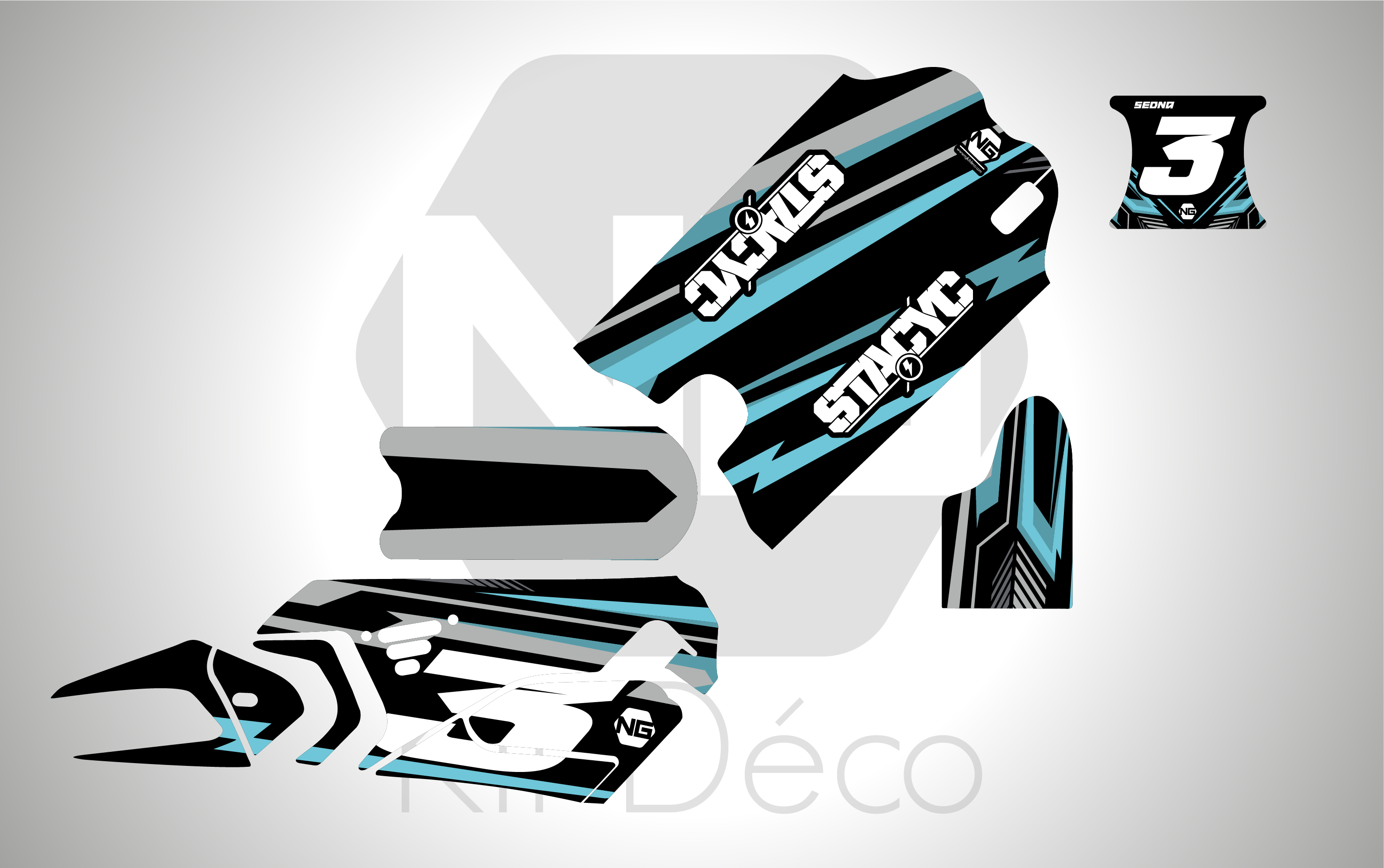 Kit déco Draisienne STACYC EDRIVE THUNDER Séries Bleu - NG kit déco